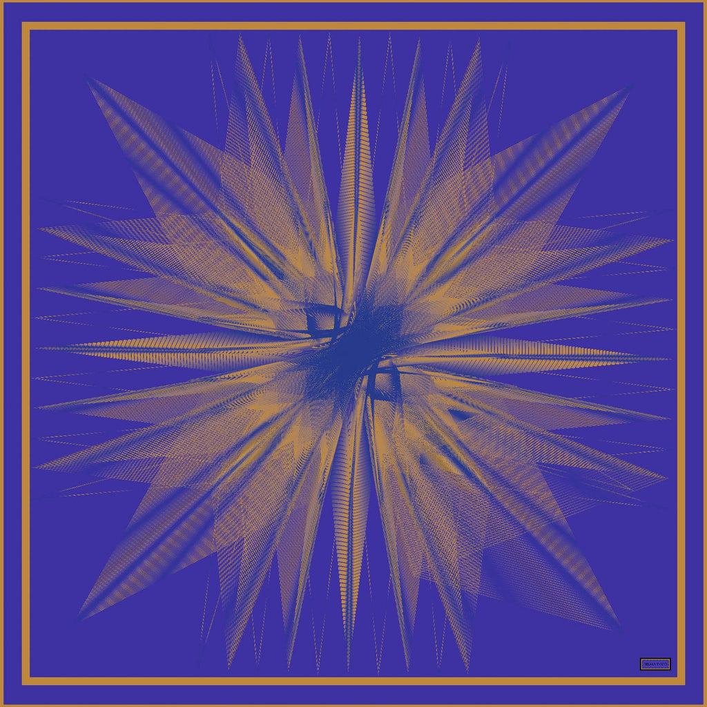 Cobalt Blue Gold Centauri Printed Silk Scarf – Belma Tvico