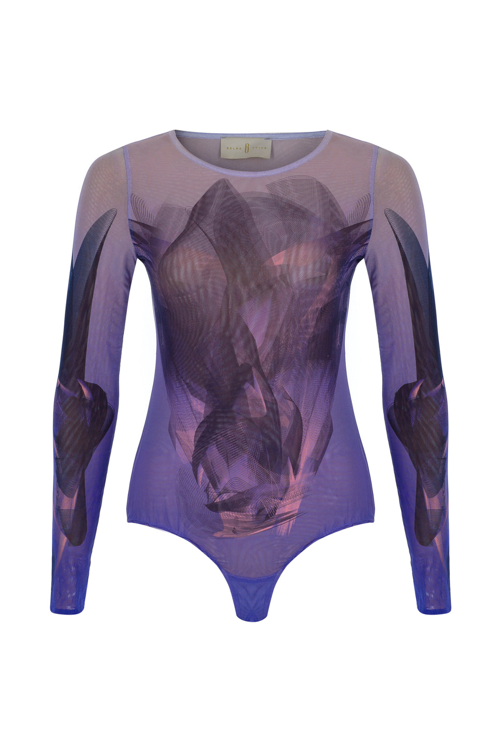 Pastel Blue Sheer Custom Print Bodysuit – Belma Tvico