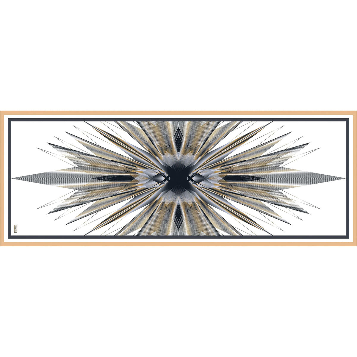 White Navy Gold Celestia Rectangular Silk Scarf – Belma Tvico